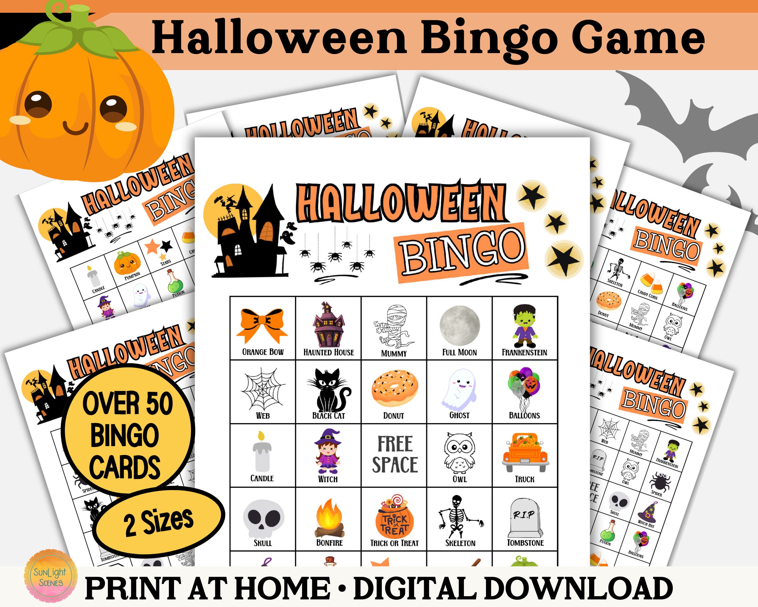 Halloween Bingo Game Cards, Printable Classroom Party Kids October ...