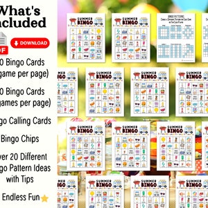 Summer Printable Bingo Cards, Ice Cream Social Kids Birthday Party, 100 ...