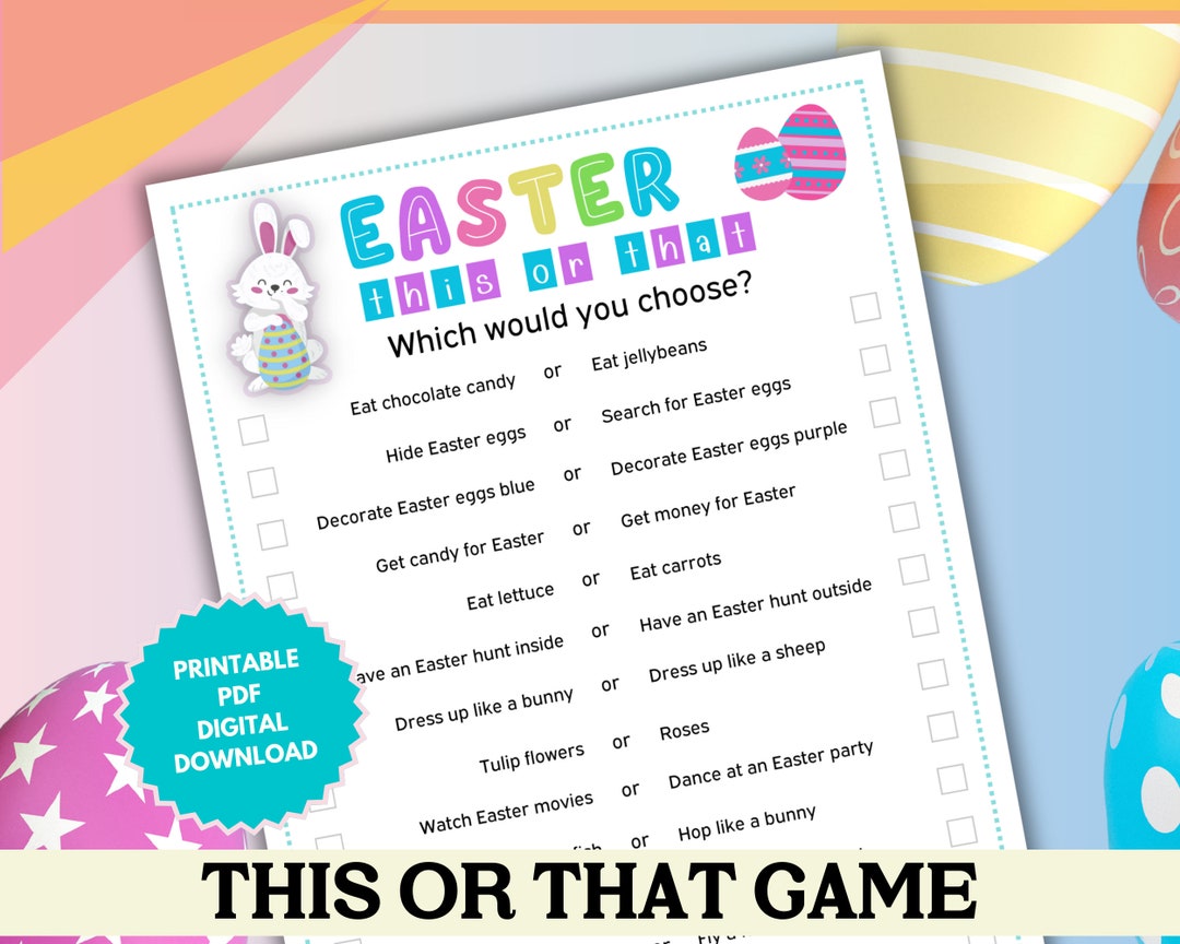 Would You Rather Easter Party Game Kids This or That Find the Guest ...