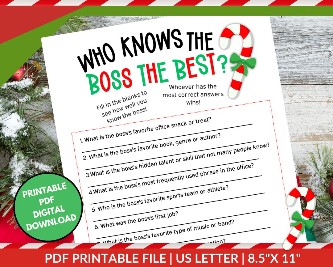 Who Knows the Boss Best Work Holiday Party Game, Get to Know You Office ...