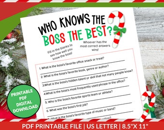 Who Knows the Boss Best Work Holiday Party Game, Get to Know You Office ...