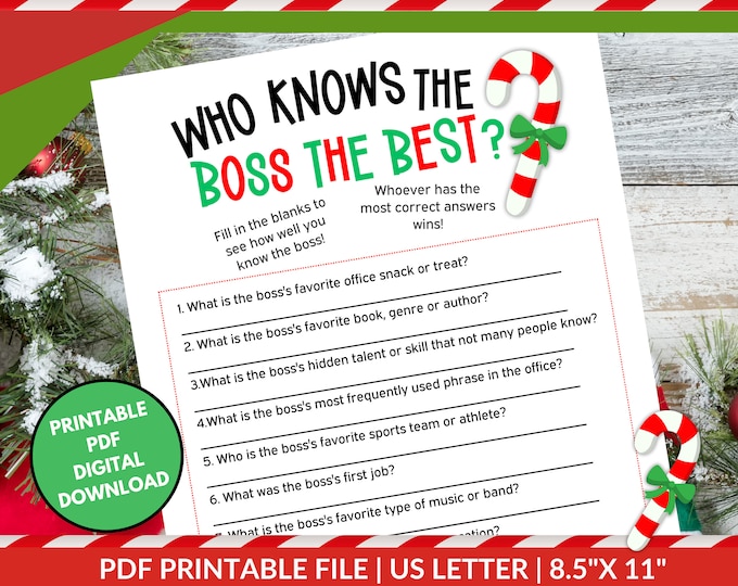 Who Knows the Boss Best Work Holiday Party Game, Get to Know You Office ...