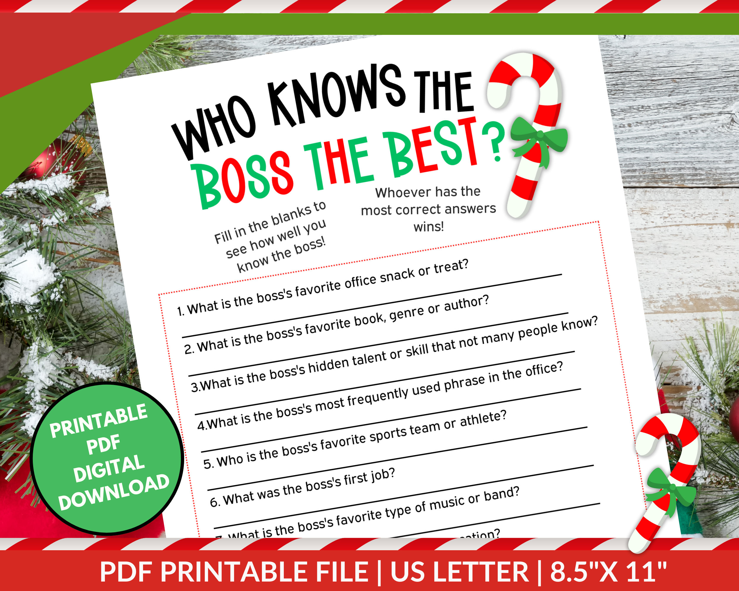 Who Knows the Boss Best Work Holiday Party Game, Get to Know You Office ...
