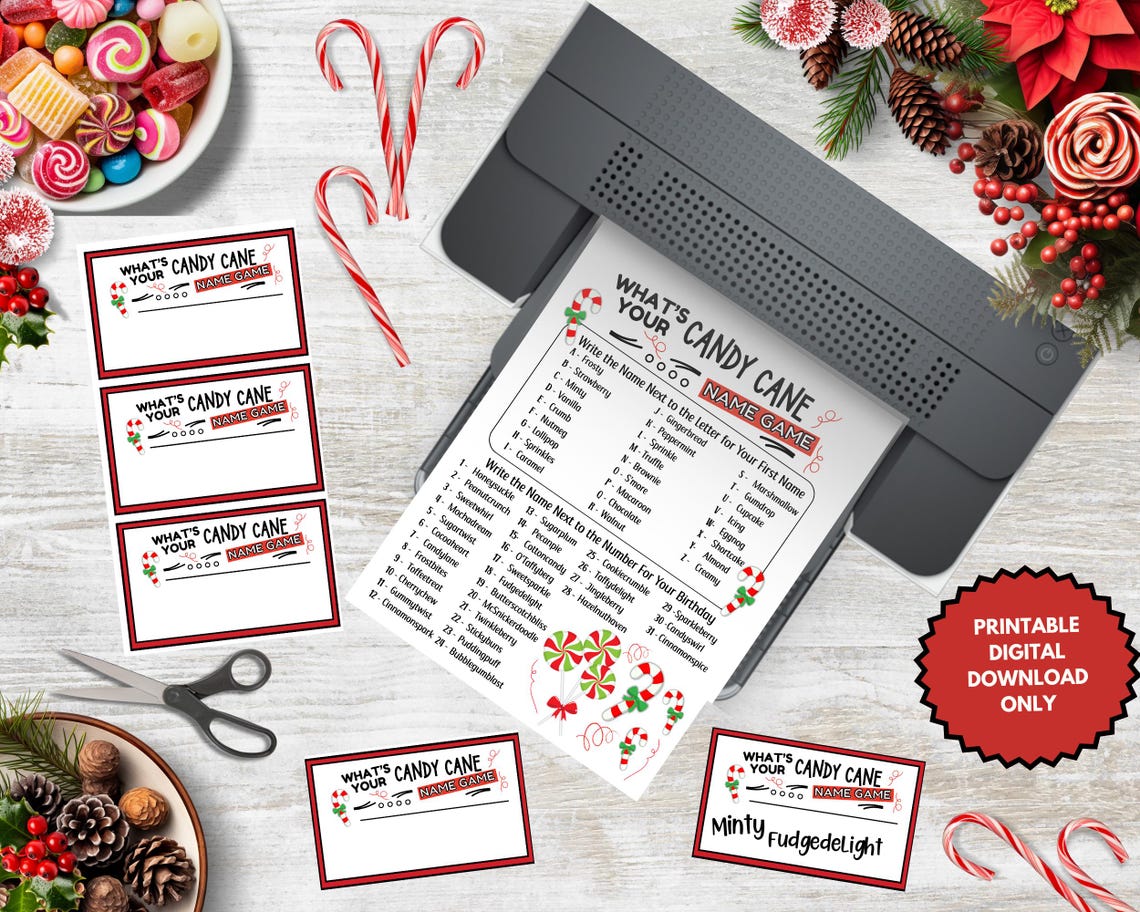 Printable Candy Cane Name Game Generator, Christmas Whats Your Sweets ...