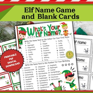 Elf Name Game Generator Printable Name Tags and Sign, Whats Your Elf ...