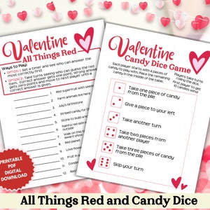 Valentines Day Candy Dice Game All Things Red, Galentines Game Party ...