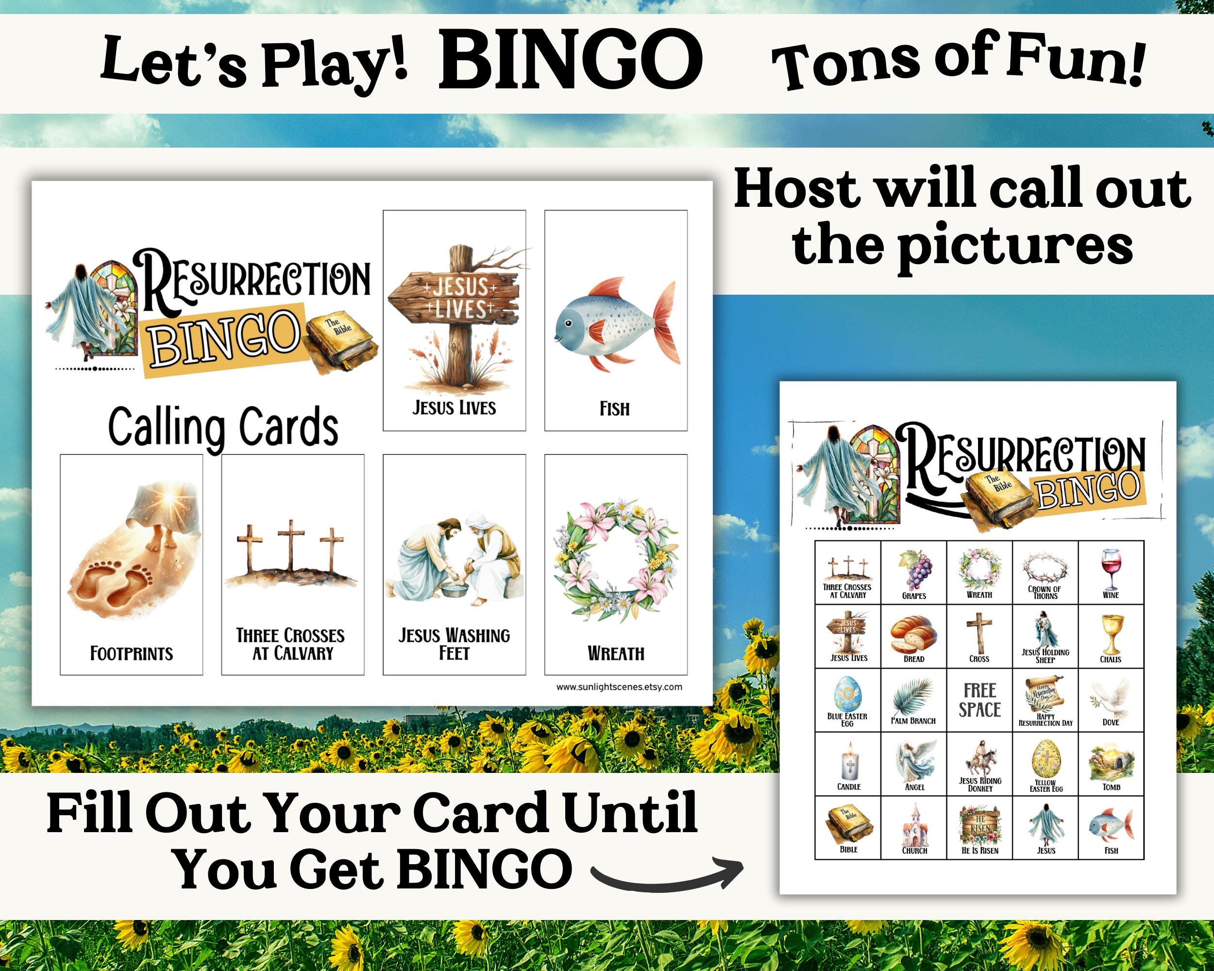 Resurrection Bingo Cards Printable PDF, Christian Religious Easter ...