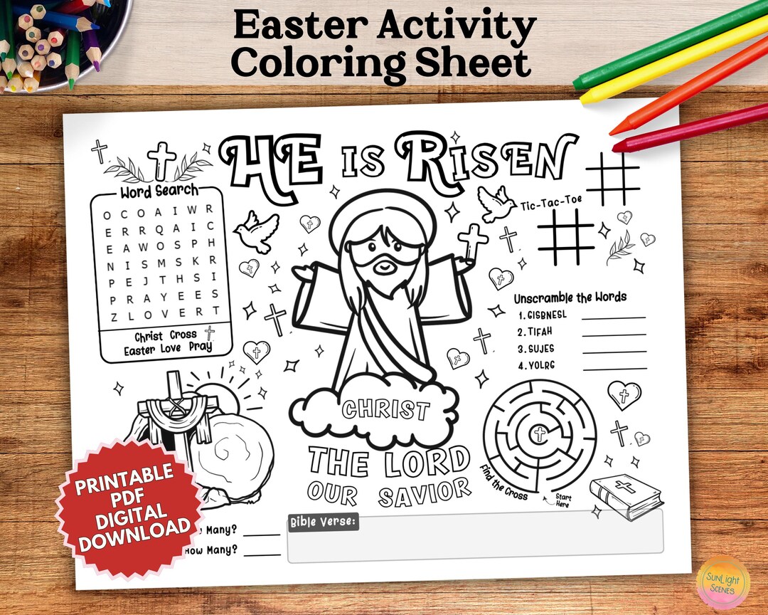 Christian Easter Activity Sheet, Printable Bible Story Coloring ...