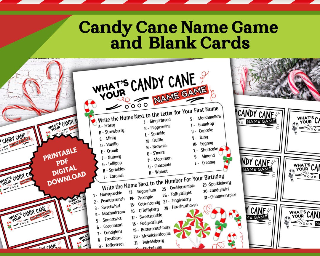 Printable Candy Cane Name Game Generator, Christmas Whats Your Sweets ...