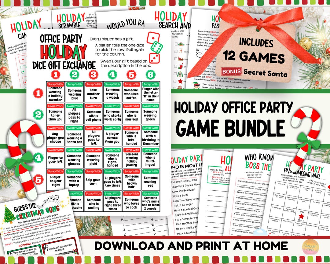 Holiday Office Party Ice Breaker Games Bundle (PDF Downloadable): Work ...