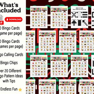 Kwanzaa Bingo Game Printable PDF, 100 Bingo Cards Bundle, Seven ...