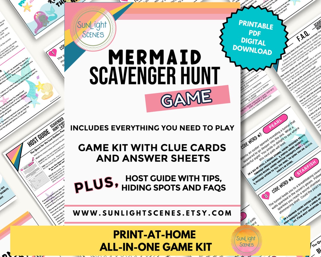 Mermaid Scavenger Hunt Bundle With 12 Riddles Clues Printable - Etsy