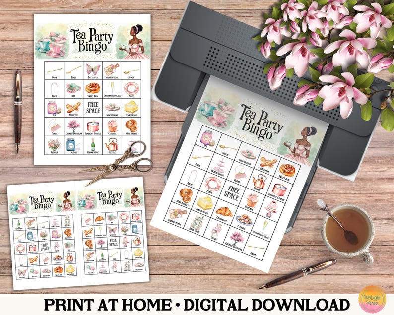 Tea Party Bingo 100 Printable Cards, Enchanted Garden Bridal Shower ...