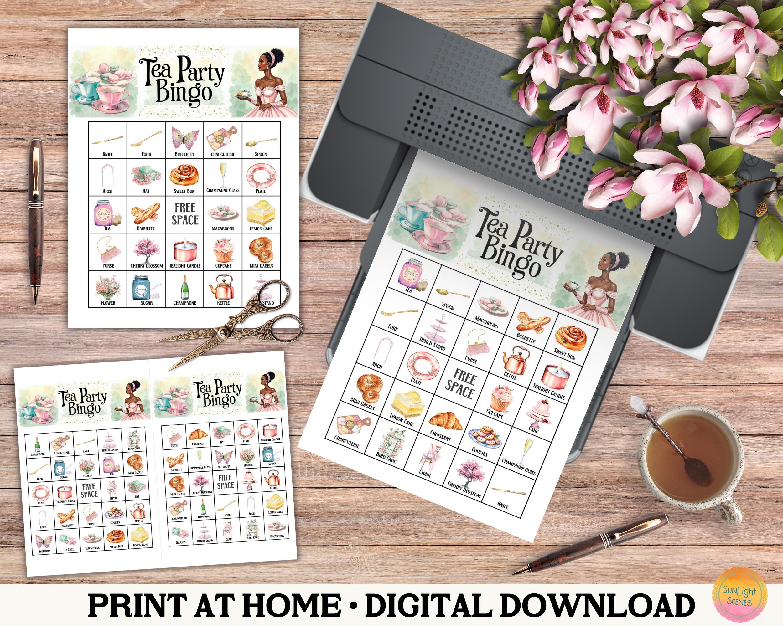 Tea Party Bingo 100 Printable Cards, Enchanted Garden Bridal Shower ...