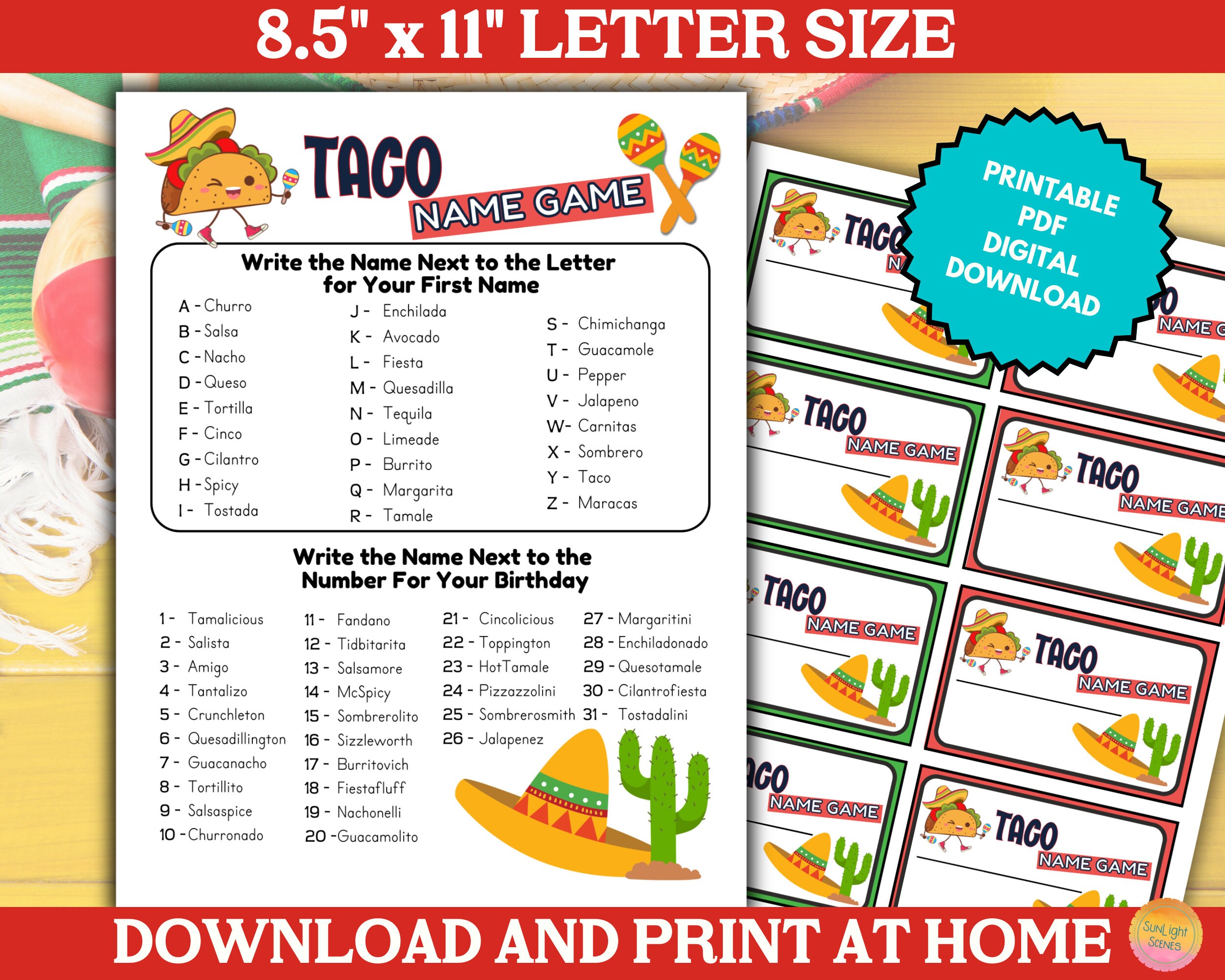Taco Name Game With Printable Name Tags, Taco Tuesday Mexican Final ...