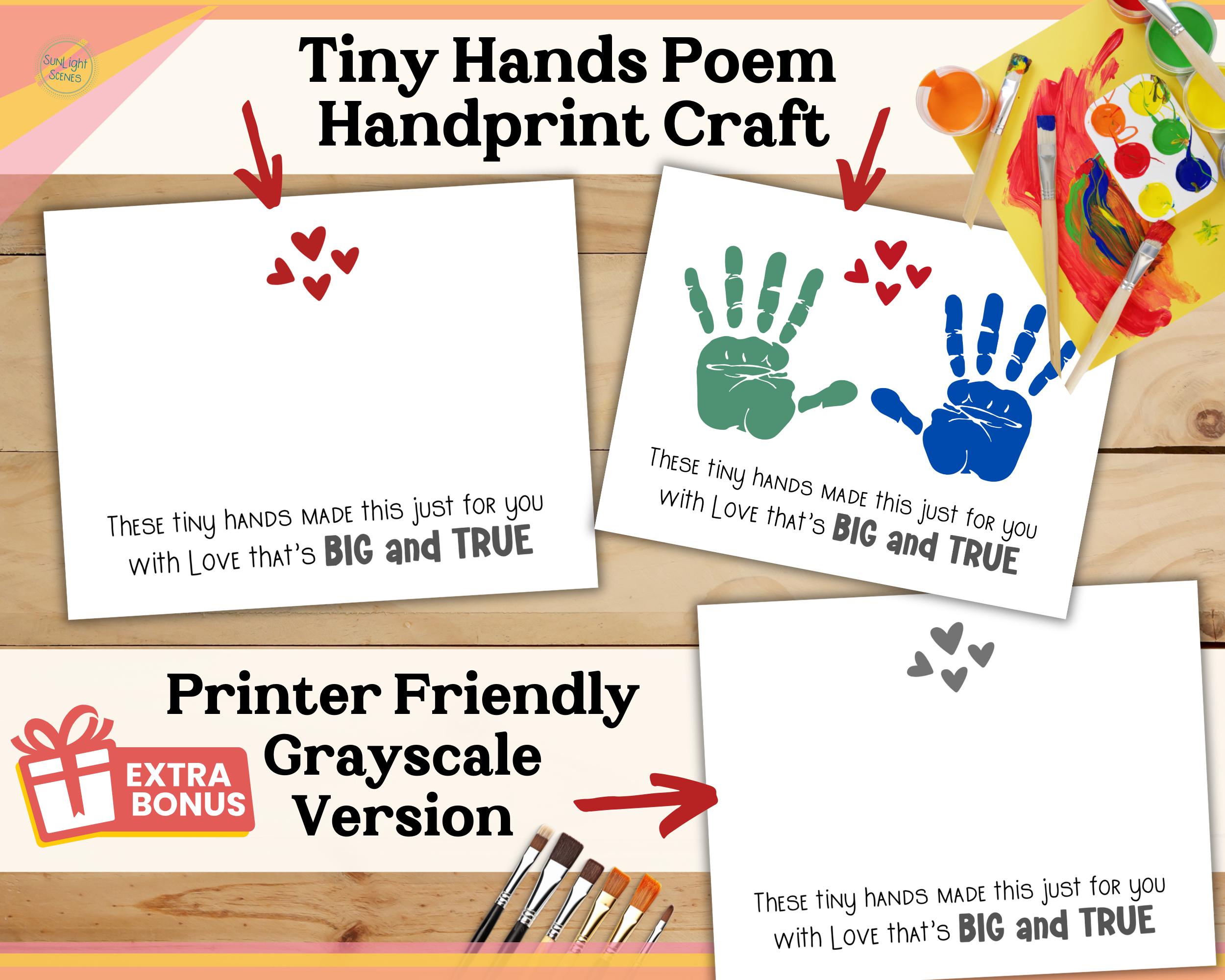 Tiny Hands Poem Love Handprint Art, Mother's Day Keepsake Gift ...