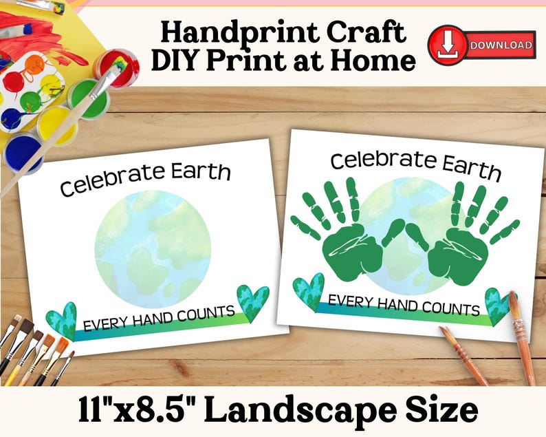 Earth Day Handprint Art Poem, Preschool Planet Environment Conservation ...