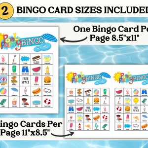 Pool Party Printable Bingo Cards, 100 Bingo Cards Family Reunion Games ...