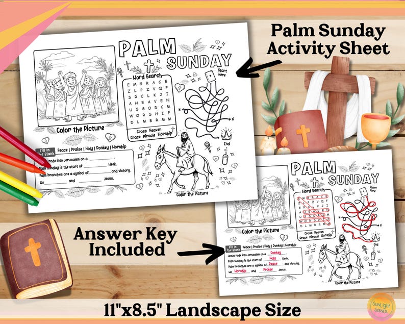 Palm Sunday Activity Sheet Printable, Bible Story Coloring Placemat ...