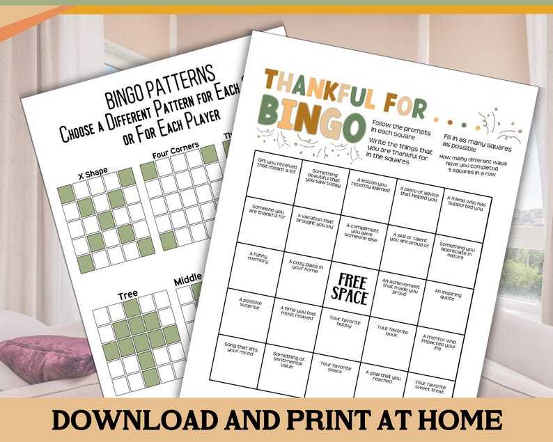 Thankful for Bingo Mindfulness PDF Game, Gratitude Activity Self ...