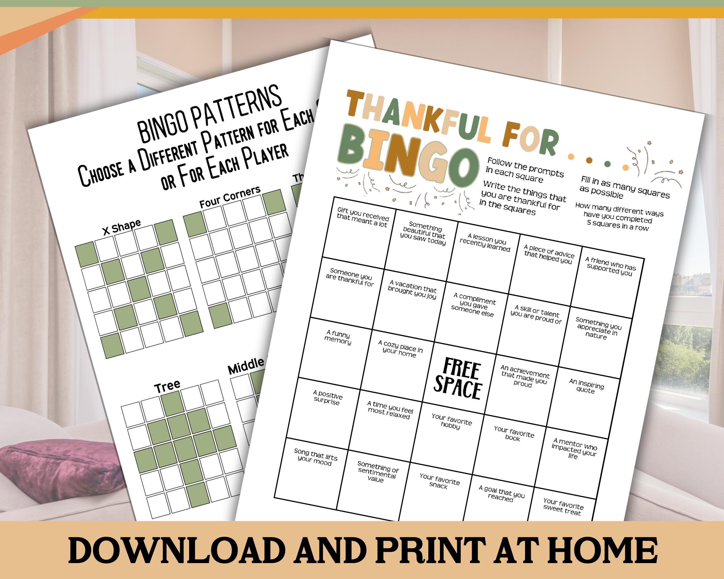 Thankful for Bingo Mindfulness PDF Game, Gratitude Activity Self ...