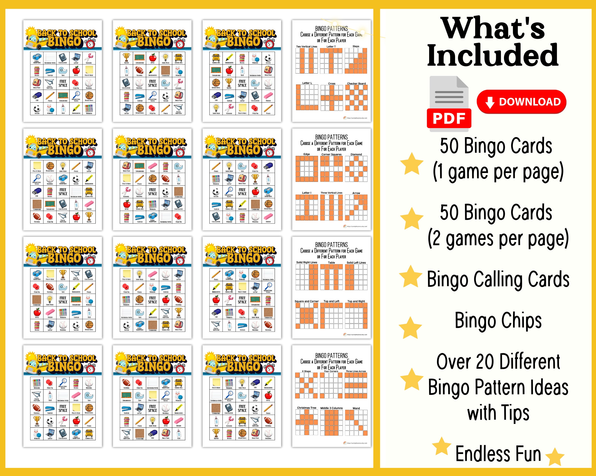 Back to School Bingo Game Cards, Classroom Bingo First Day of School ...