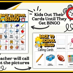 Back to School Bingo Game Cards, Classroom Bingo First Day of School ...