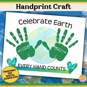 Earth Day Handprint Art Poem, Preschool Planet Environment Conservation ...