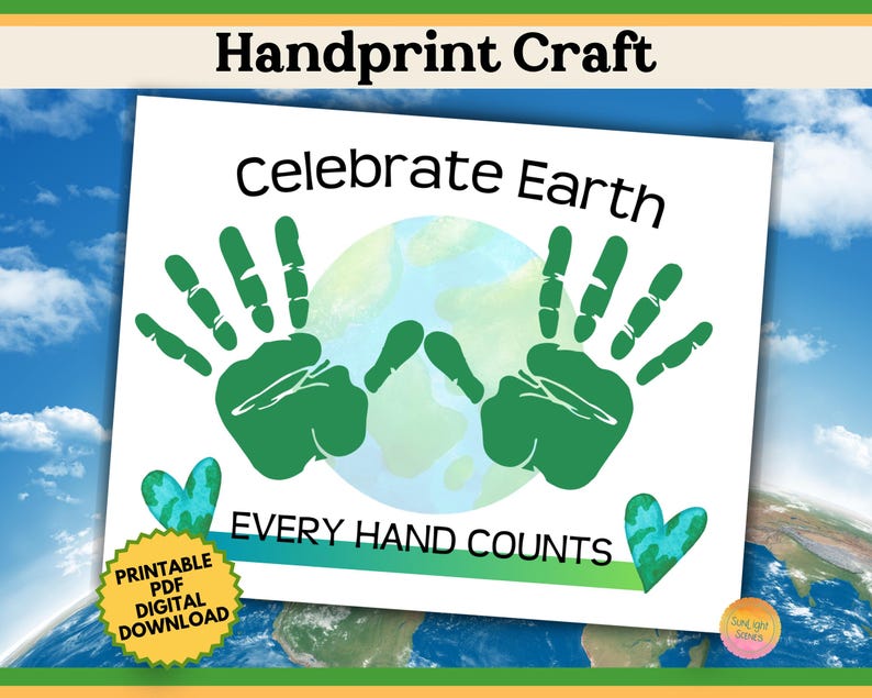 Earth Day Handprint Art Poem, Preschool Planet Environment Conservation ...