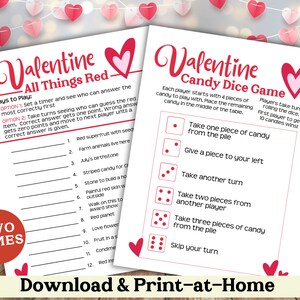 Valentines Day Candy Dice Game All Things Red, Galentines Game Party ...