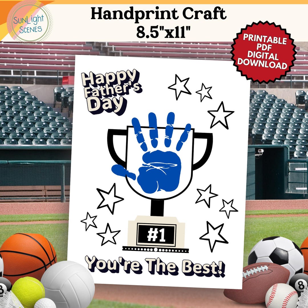 Trophy Handprint Art, First Fathers Day Handprint Craft Dad, Hands Down ...