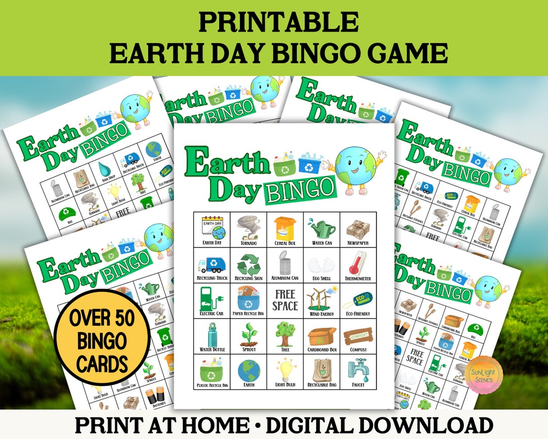Earth Day Printable Bingo Cards With Patterns and Chips - Etsy
