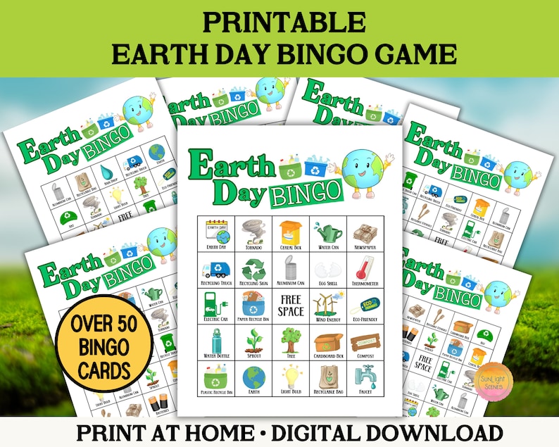 Earth Day Printable Bingo Cards, Planet Earth Day Bingo Patterns ...