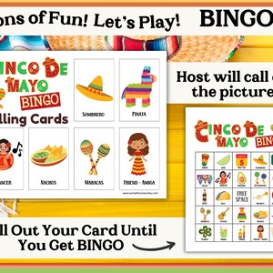 Printable Cinco De Mayo Bingo Game Cards, Mexican Taco Tuesday Night ...