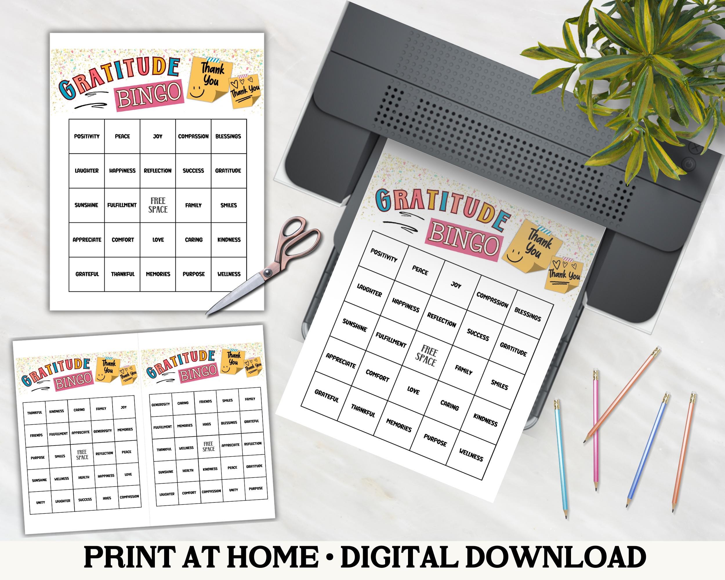 Gratitude Bingo Cards Printable PDF, Fall Thanksgiving Game 100 Bingo ...