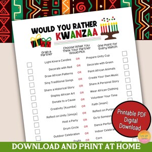 Kwanzaa Would You Rather Game Printable PDF, Seven Principles Kwanzaa ...