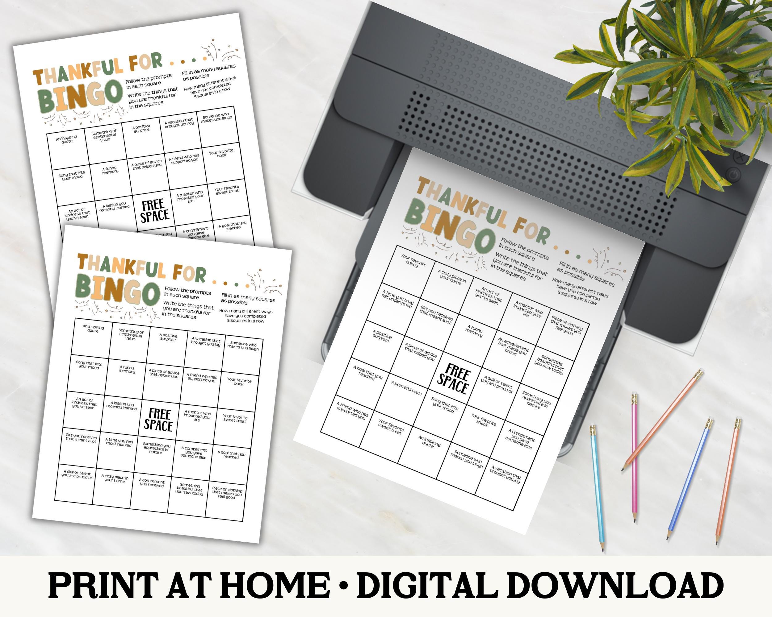 Thankful for Bingo Mindfulness PDF Game, Gratitude Activity Self ...