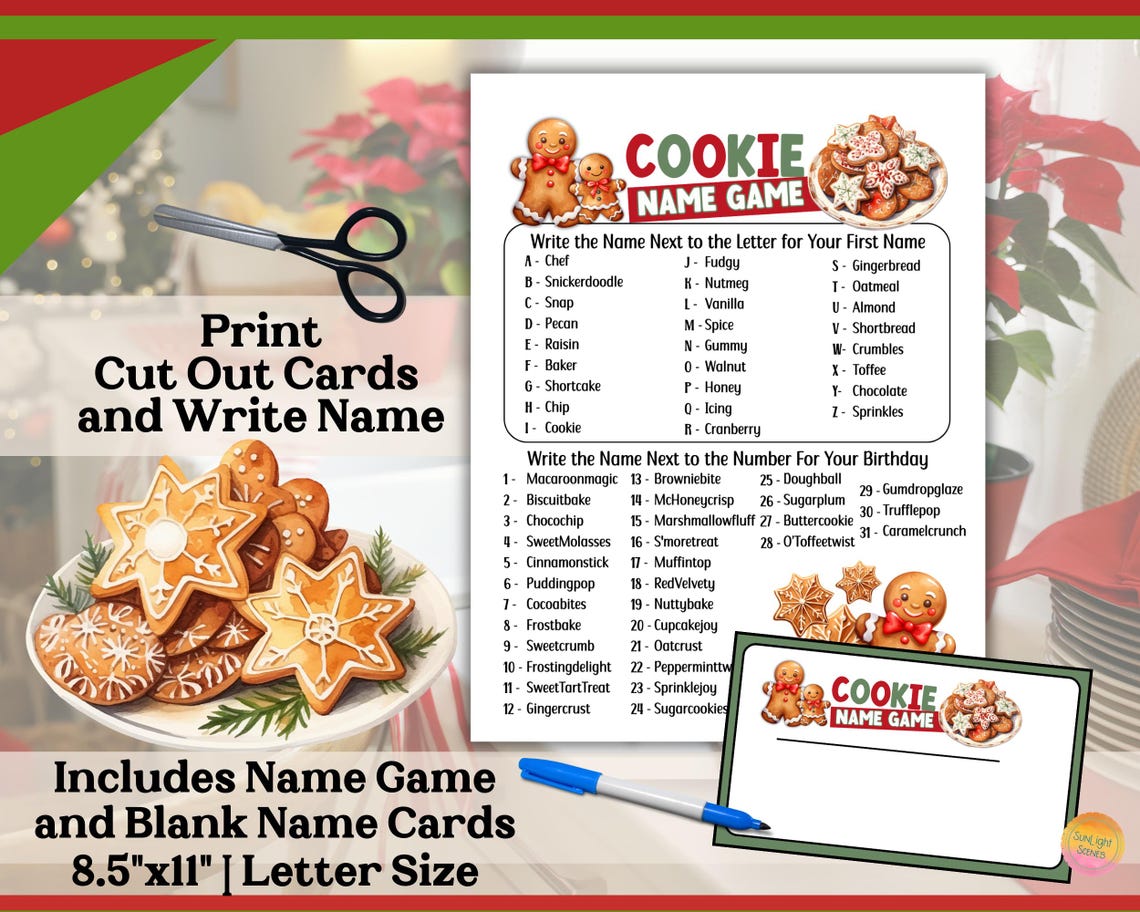 Cookie Name Game Generator Printable Christmas Whats Your Cookie Baking ...