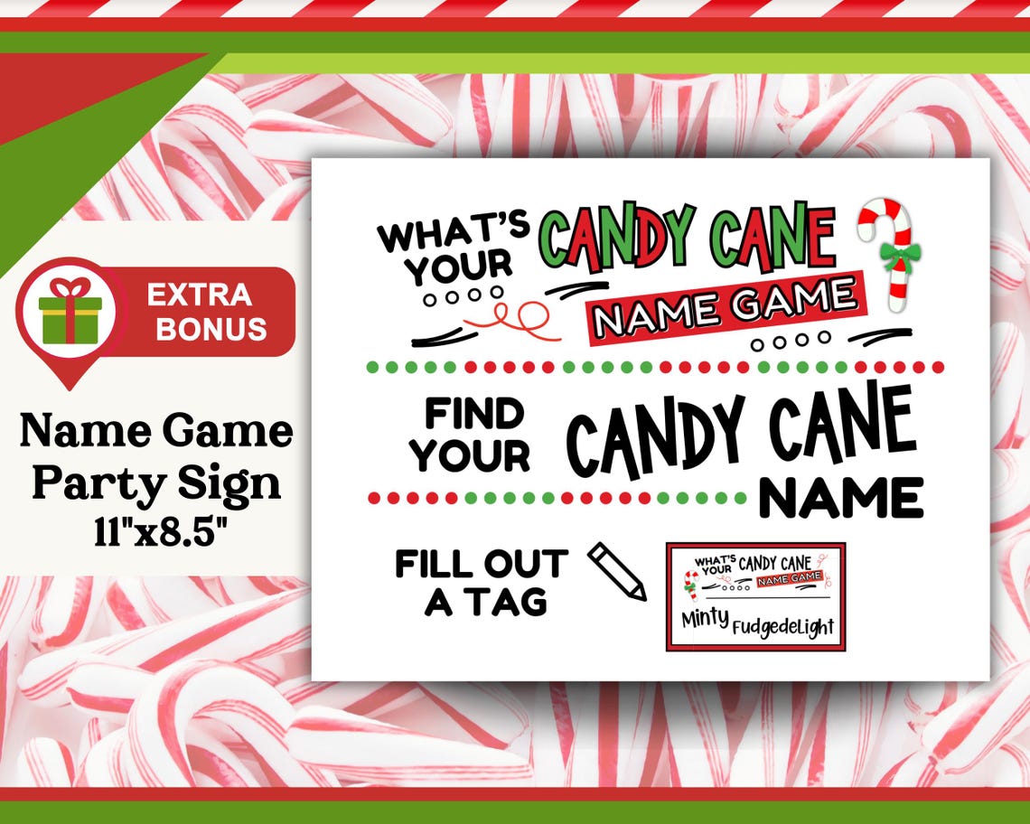 Printable Candy Cane Name Game Generator, Christmas Whats Your Sweets ...