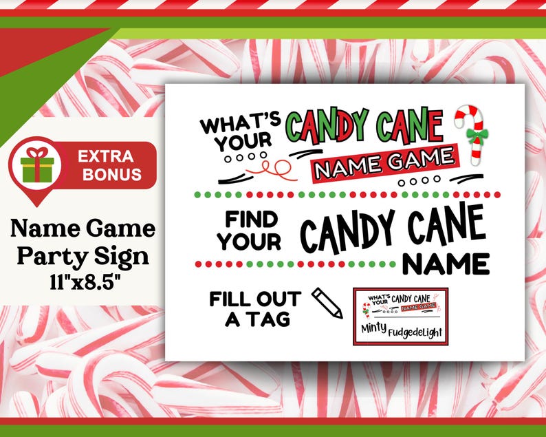 Printable Candy Cane Name Game Generator, Christmas Whats Your Sweets ...