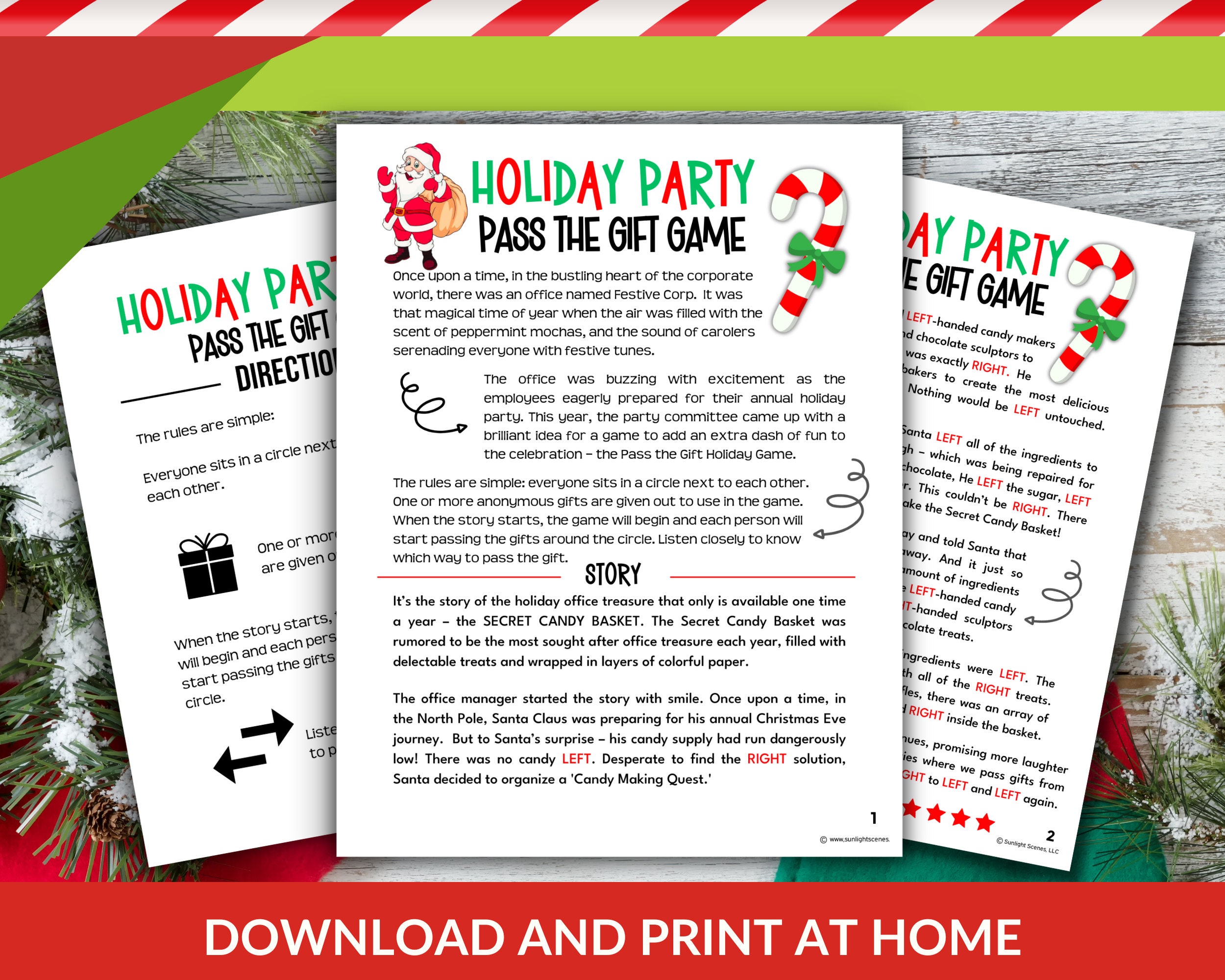 Office Holiday Party Pass the Gift Swap Game, Left Right White Elephant ...