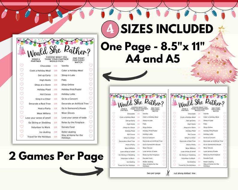 Would You Rather Christmas Party Game, Ladies This or That Adult ...