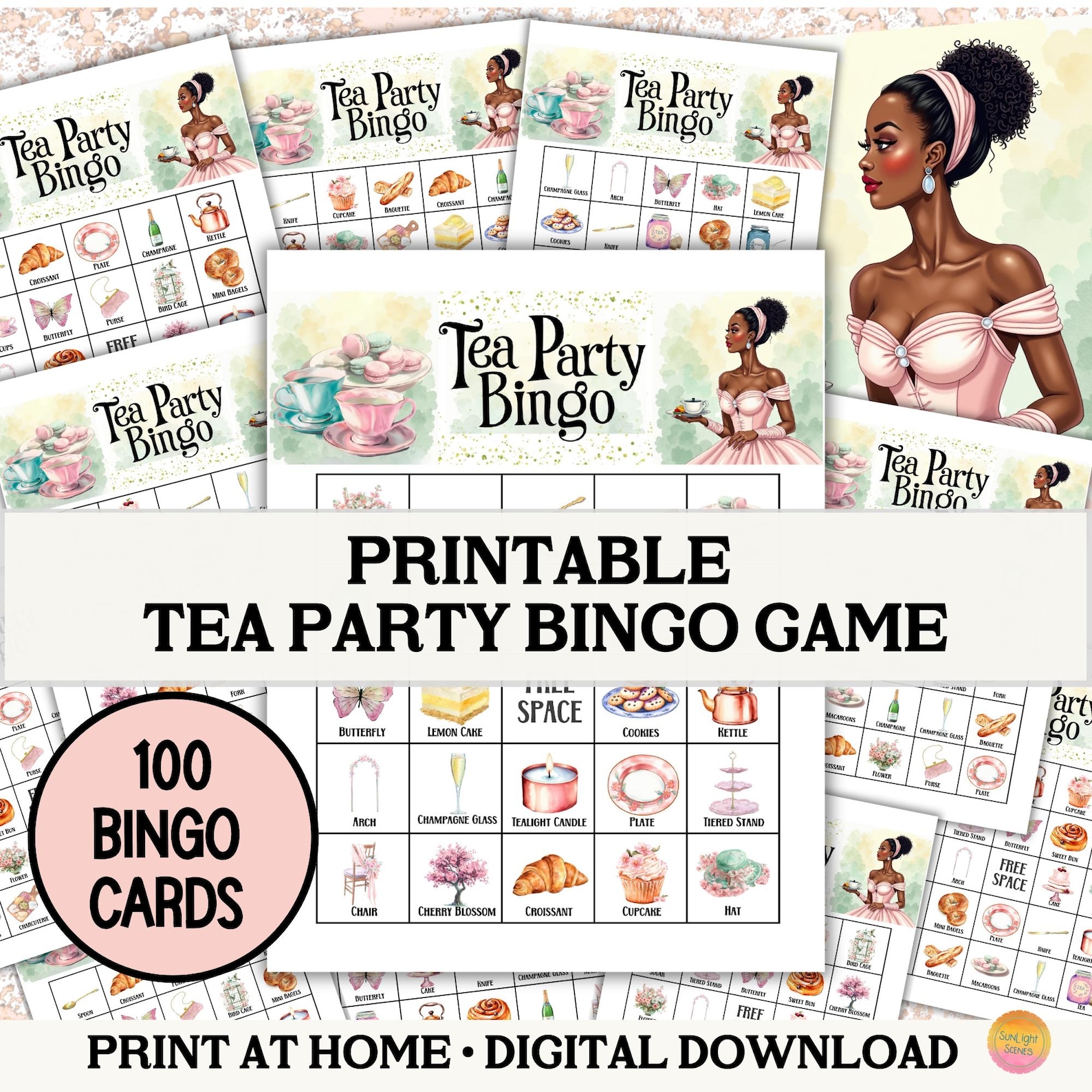 Tea Party Bingo 100 Printable Cards, Enchanted Garden Bridal Shower ...