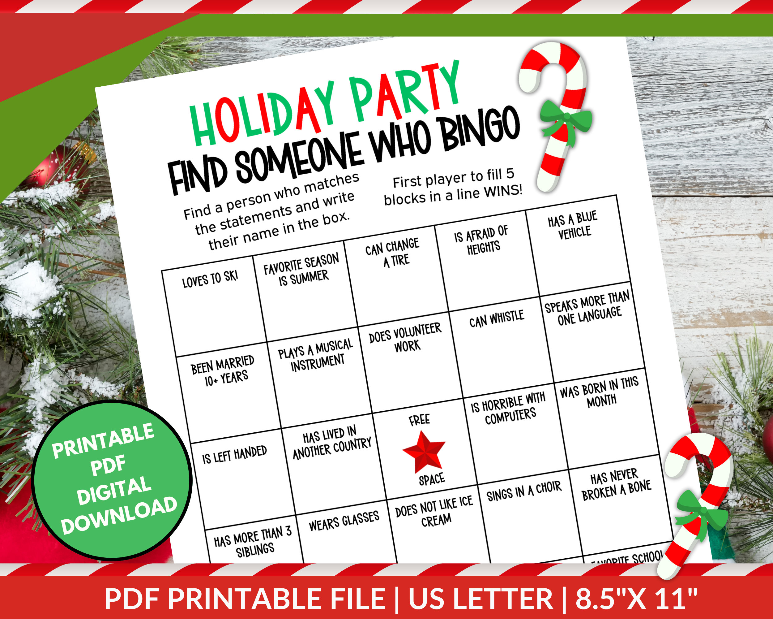 Christmas Find Someone Who Printable Game, Holiday Human Bingo Coworker ...