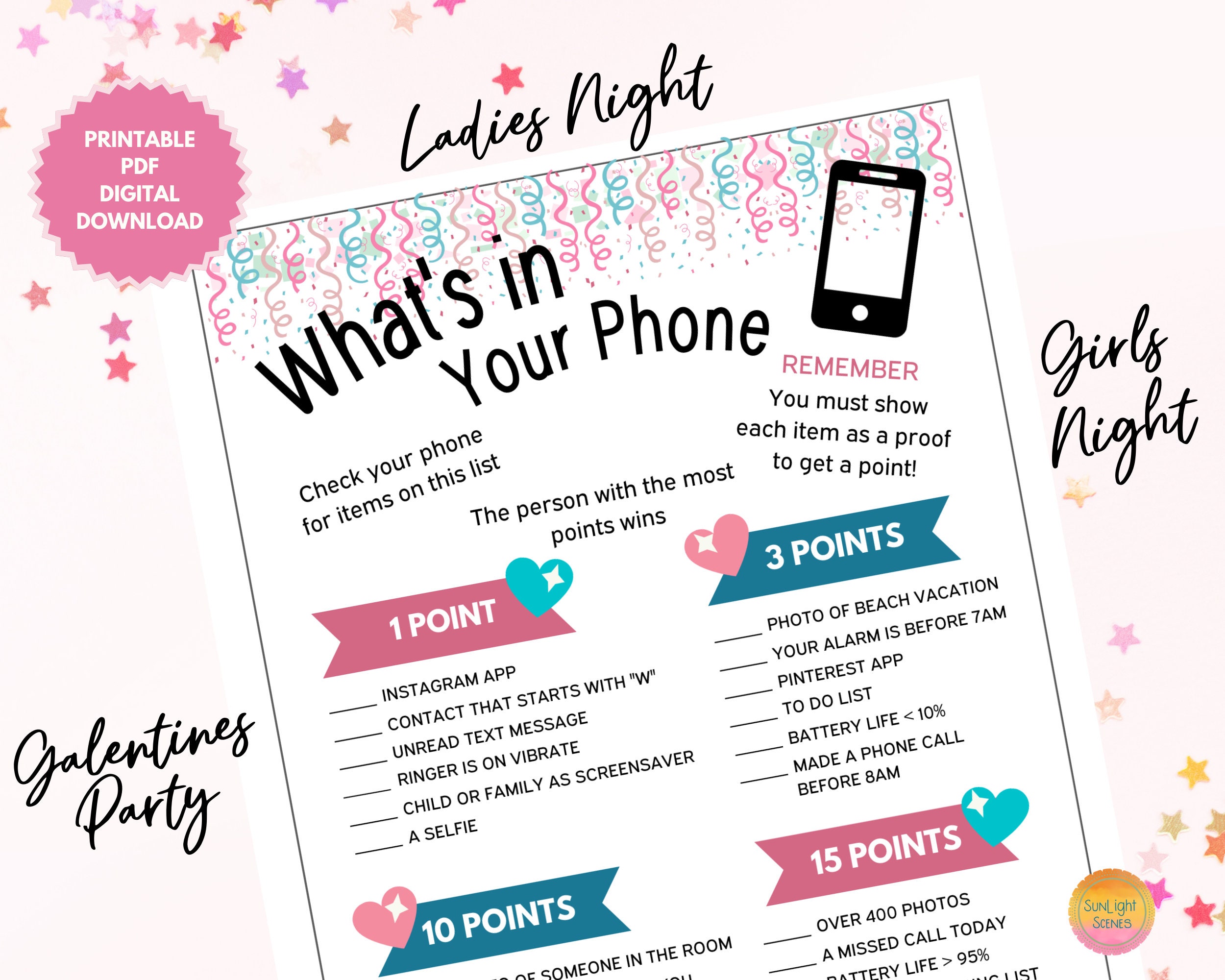 What's in Your Phone Ladies Night Game, Girls Night in Fun Printable ...