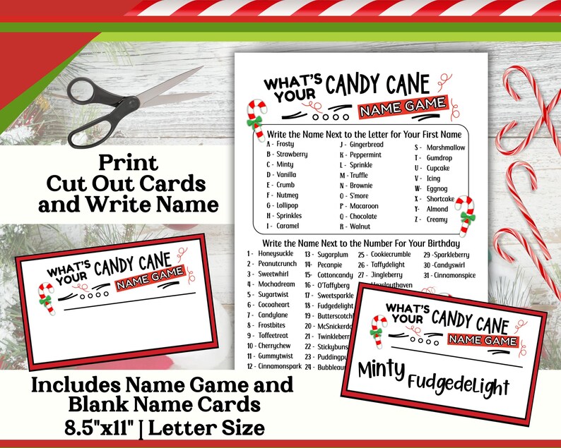 Printable Candy Cane Name Game Generator, Christmas Whats Your Sweets ...