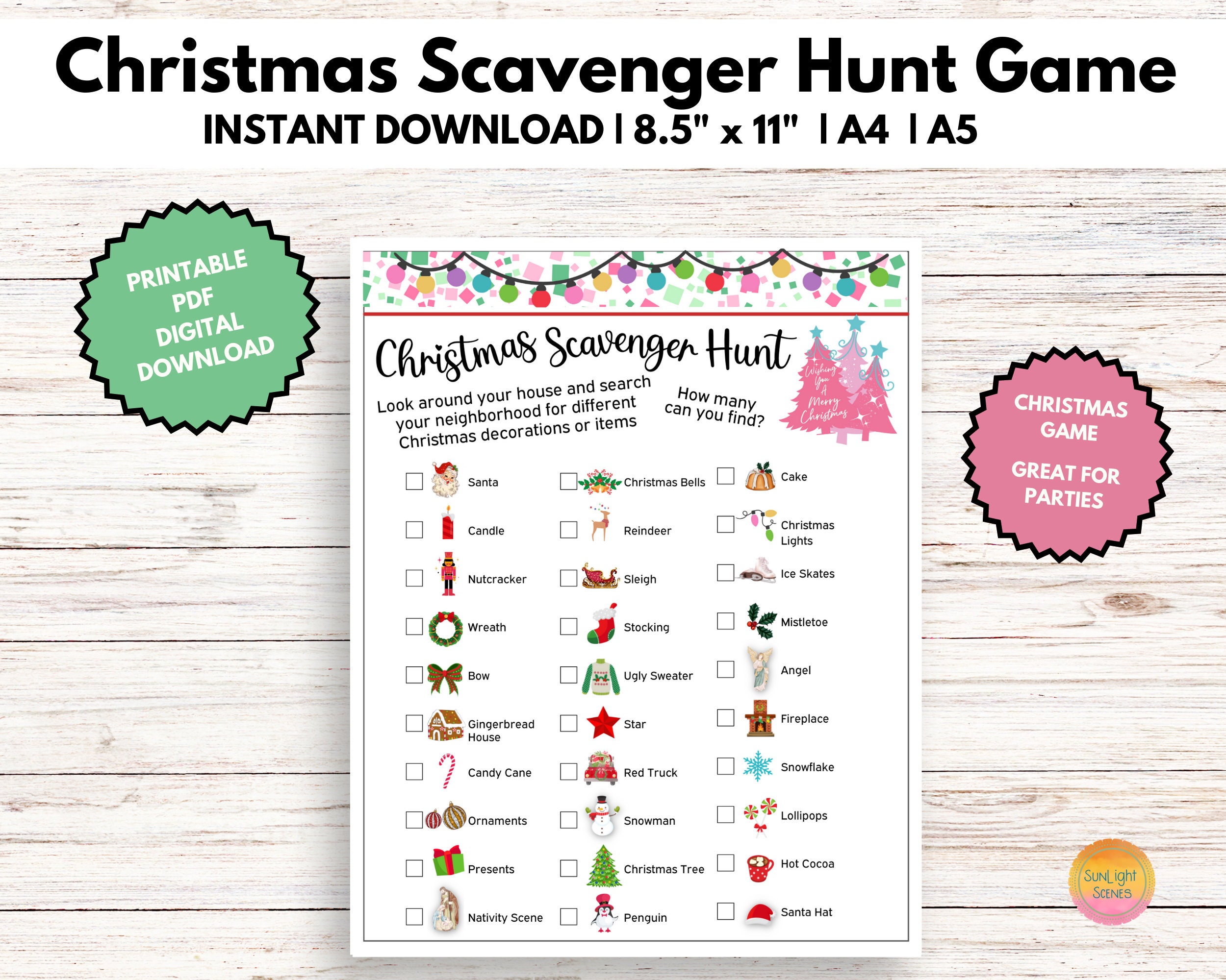 Christmas Scavenger Hunt Printable Game, Fun Christmas Activity for ...