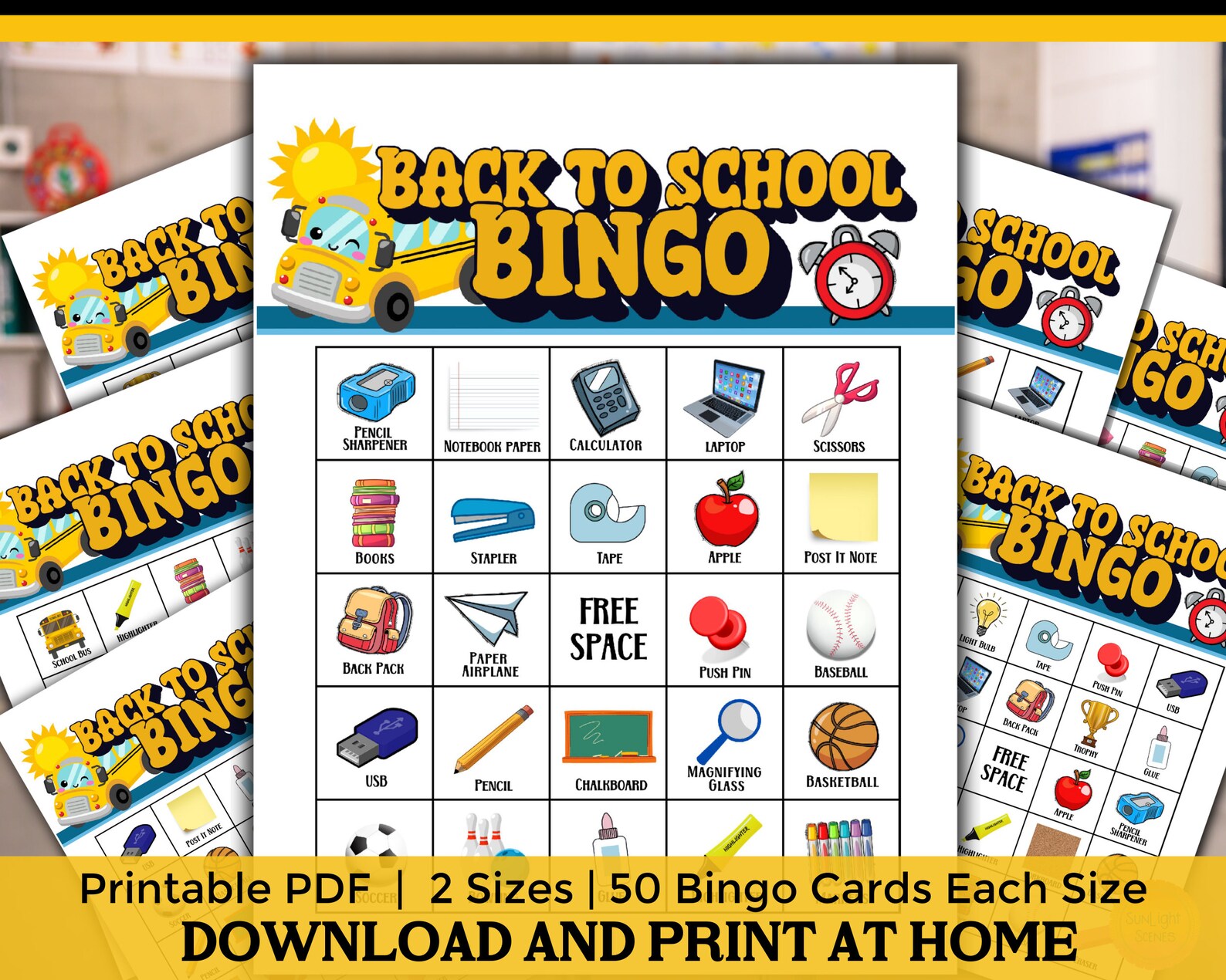 Back to School Bingo Game Cards, Classroom Bingo First Day of School ...
