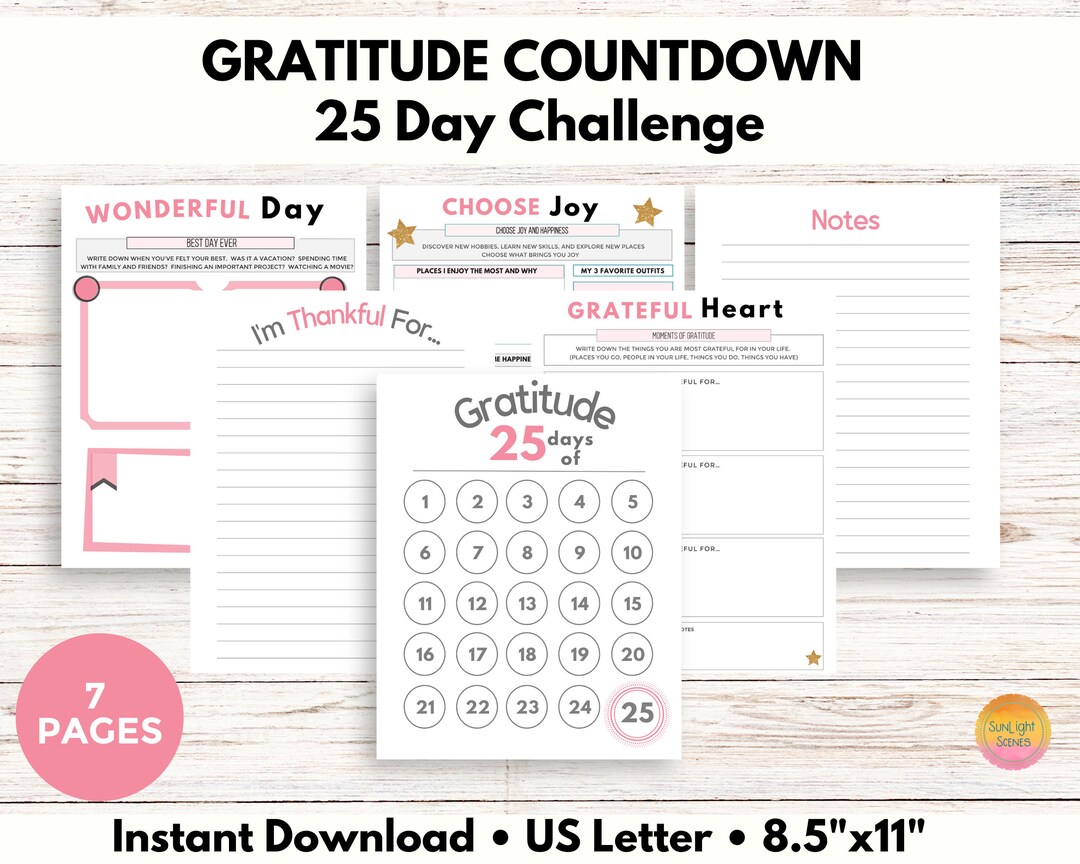 Daily Gratitude Journal Page, Affirmation Prompts Mindfulness Journal ...