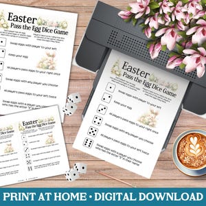 Pass the Egg Easter Party Game PDF, Roll the Dice Gift Exchange Spring ...